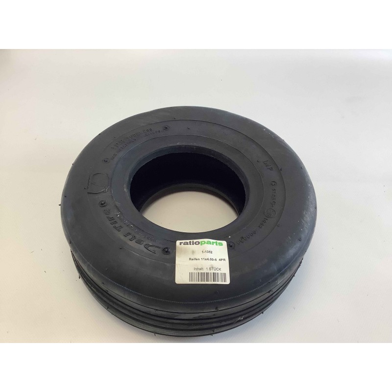 Rubber tyre wheel 11x4.00-5 4-ply CARLISLE lawn tractor NO RIM:Whee...