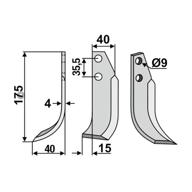 Rotary tiller hoe blade 350-298 TIELBÜRGER KB-001-006 sx:Blades