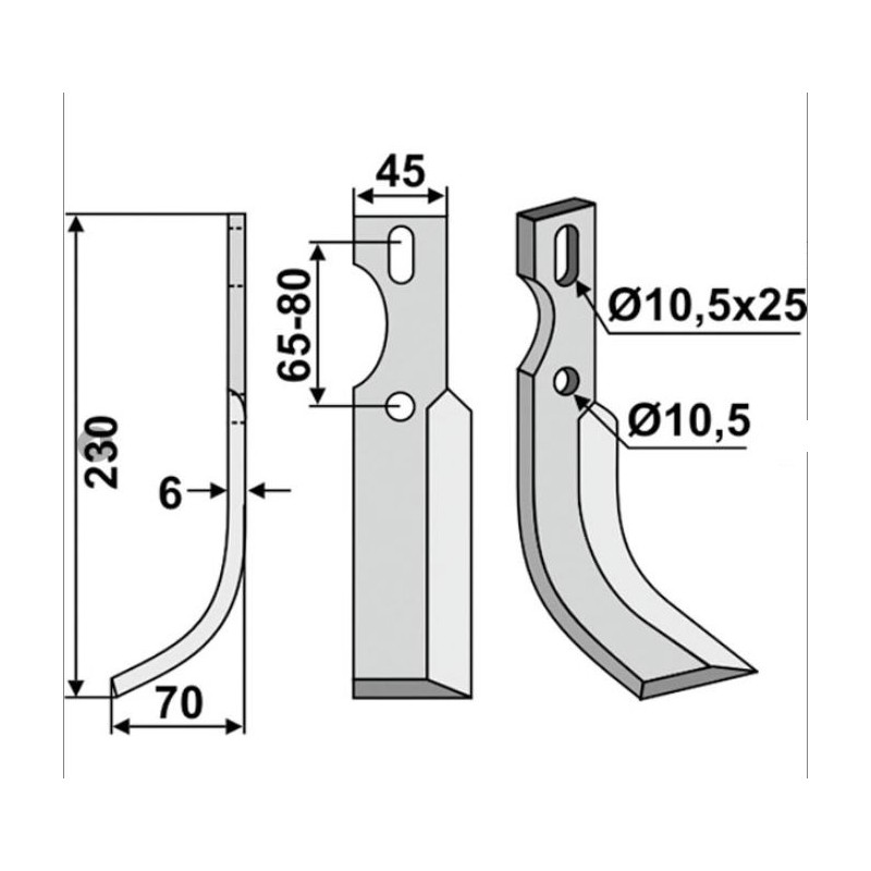 Rotary tiller hoe blade 350-661 350-660 UNIVERSAL dx sx 230mm:Blade...