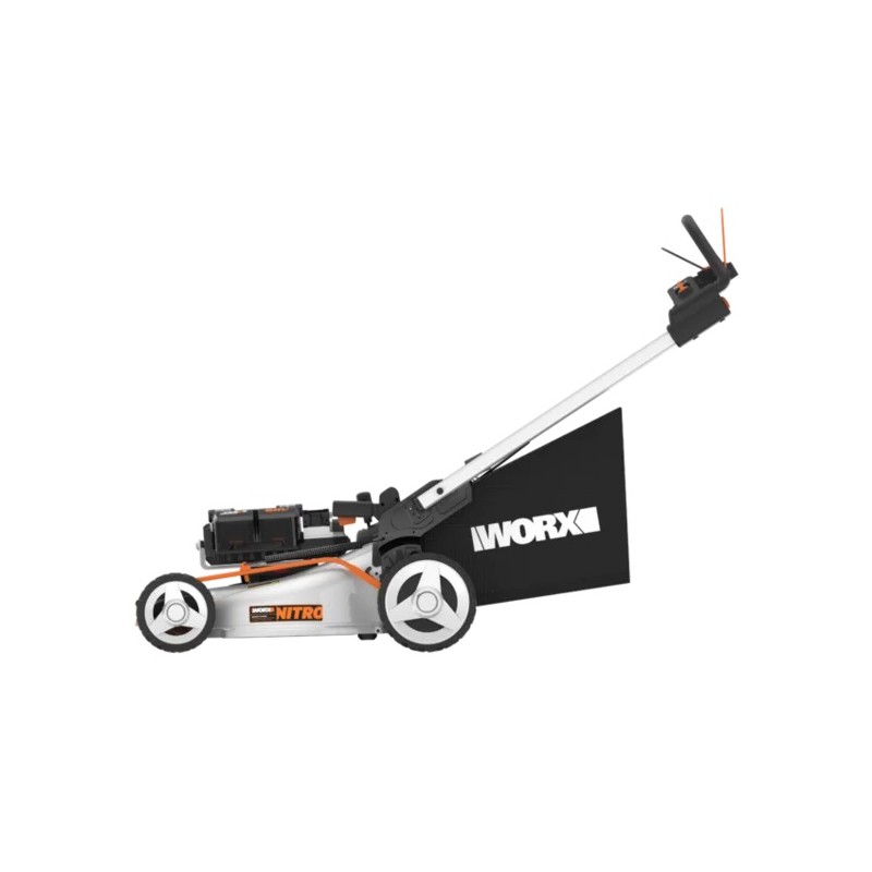 WORX WG761E cordless lawnmower with 4 x 4.0Ah batteries and 4-slide...